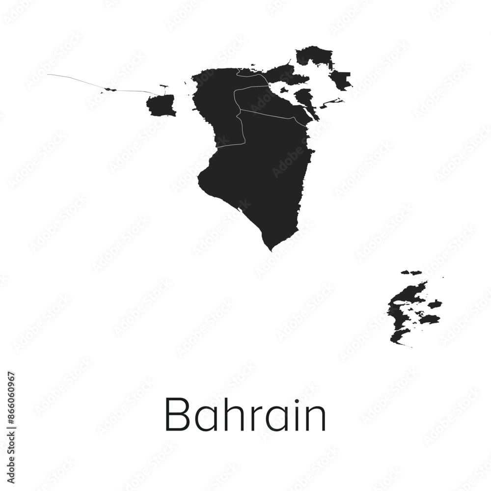 Bahrain Map Vector Illustration - Silhouette, Outline, Bahrain Travel ...