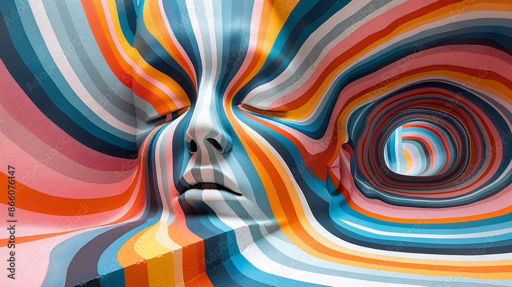 Optical illusions created through precise patterns and contrasting ...