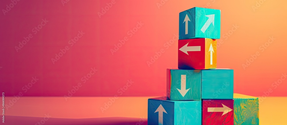 Blocks with arrow illustrations, creating a directional path, displayed ...