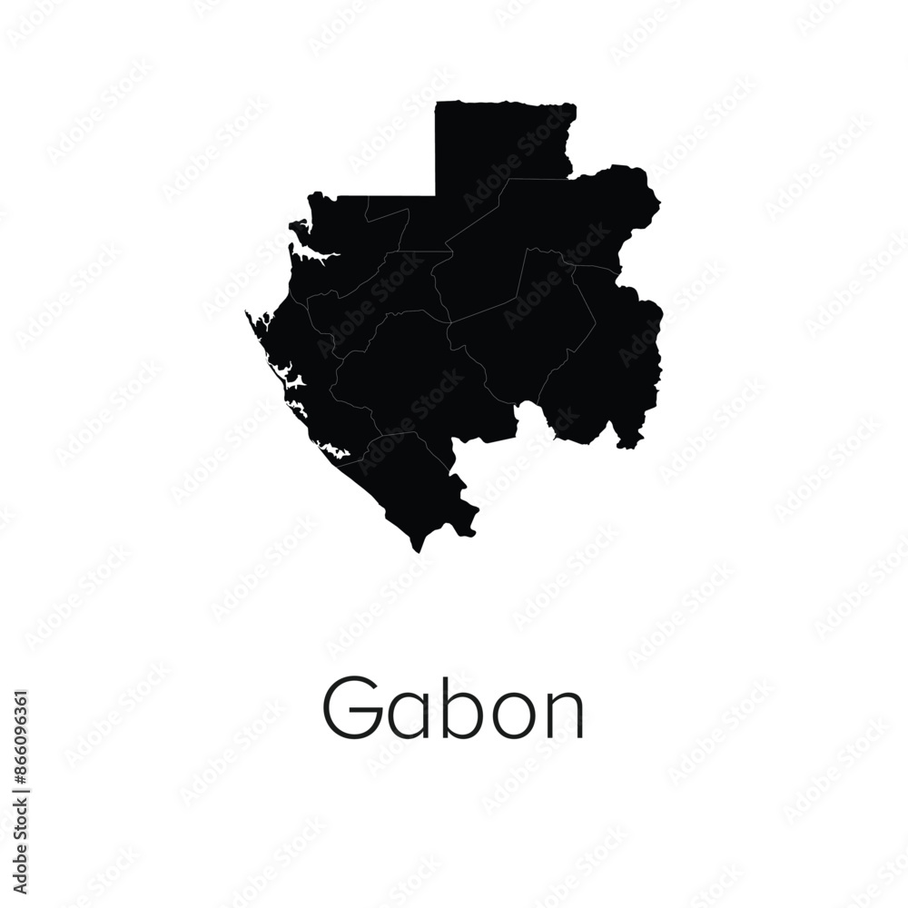 Gabon Map Vector Illustration - Silhouette, Outline, Gabon Travel and ...