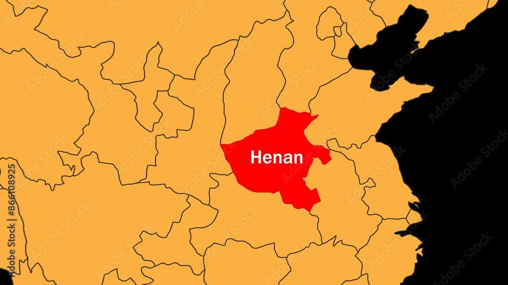 Henan map animated video. Henan location is highlighted on the China ...
