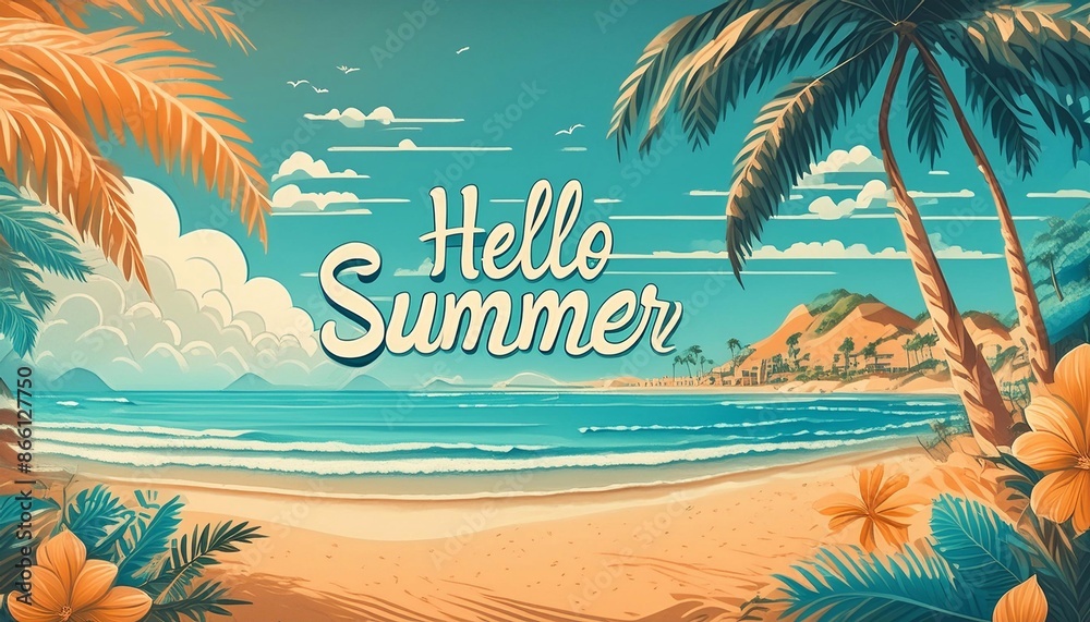 Hello Summer Poster Design. Summer background layout banners design ...