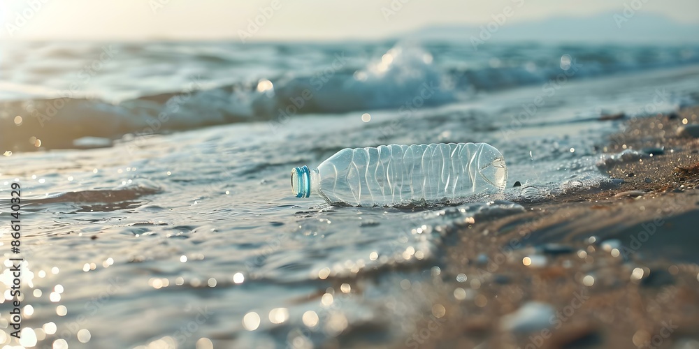 Impact of plastic pollution on oceans Beach covered in plastic bottles ...