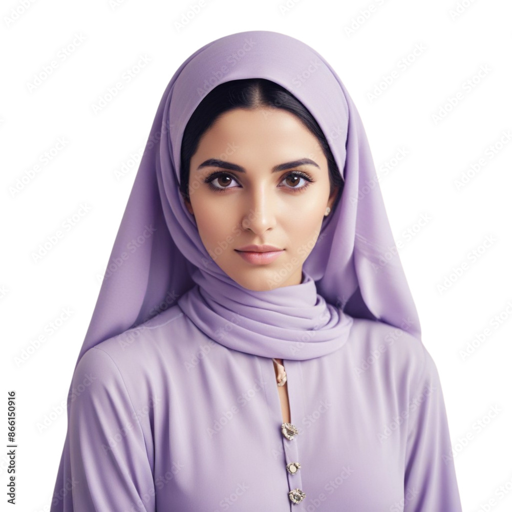 Saudi woman in hijab and traditional formal Abaya on Isolated transparent background png ...