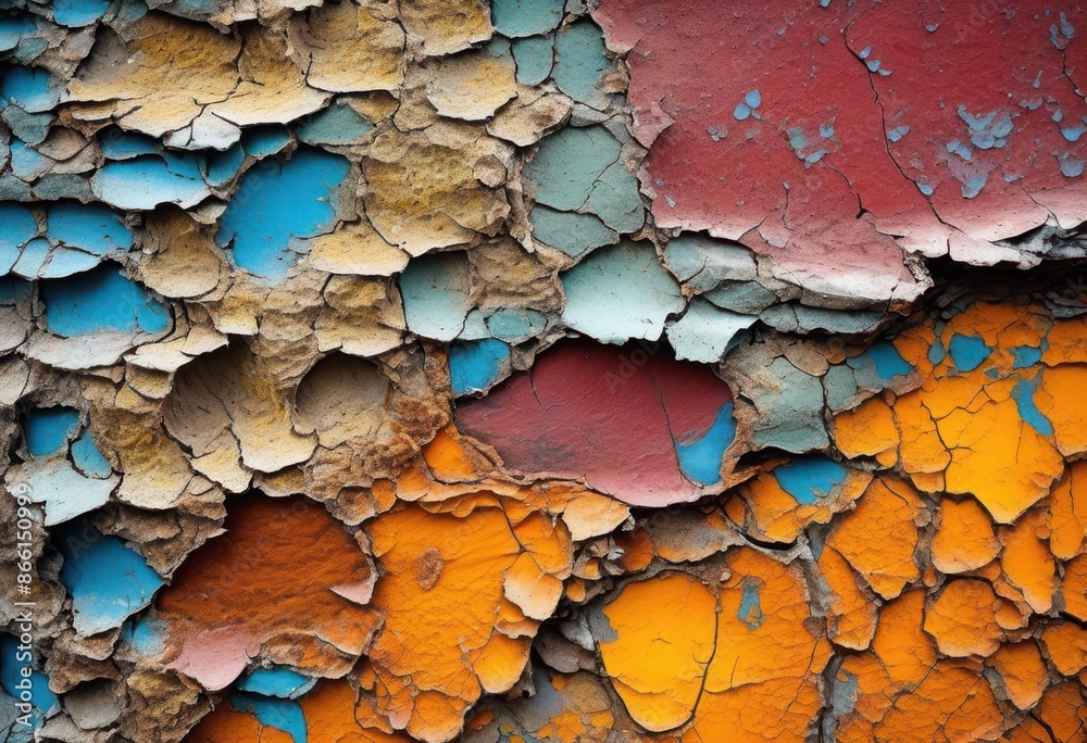 rough texture flaking paint surface, peeling, chipping, coating, uneven ...