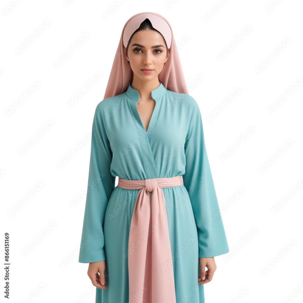 Saudi woman in hijab and traditional formal Abaya on Isolated transparent background png ...