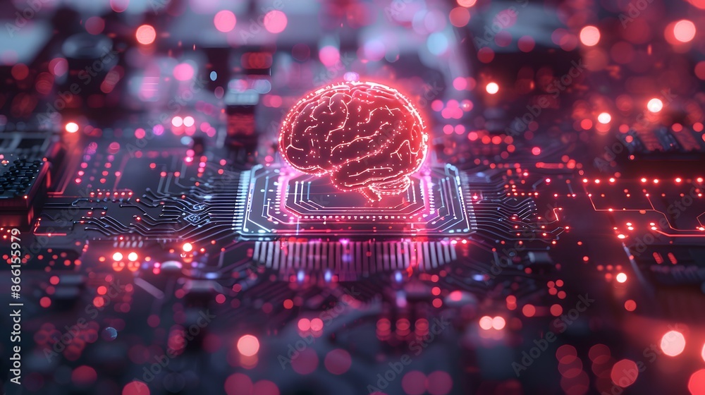 A neural circuit diagram overlaying a cyber brain within a quantum ...