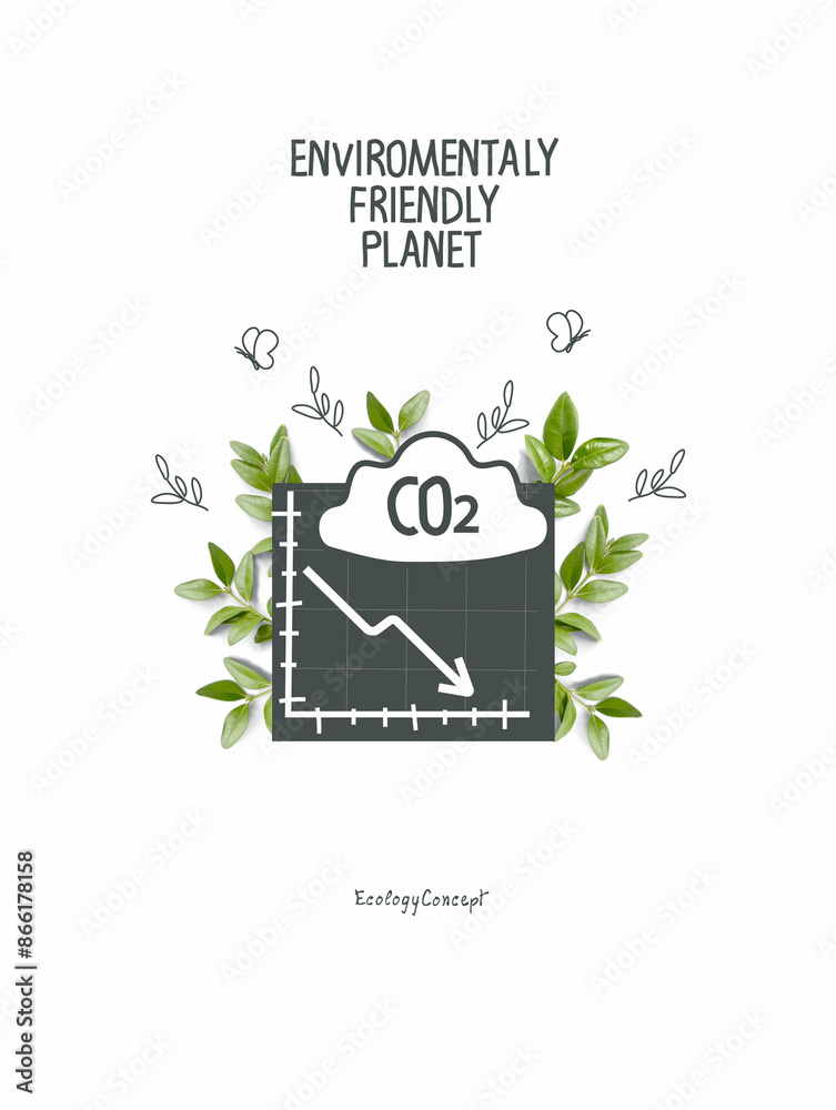 Hand drawn cartoon sketch of Carbon emissions reduction sign with ...