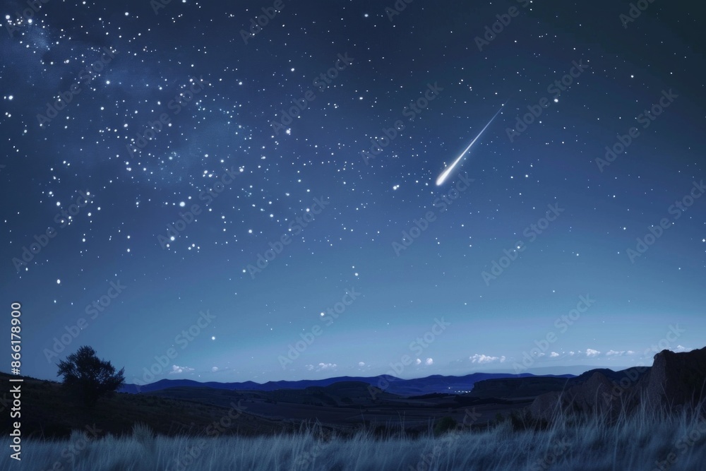 A single meteor in a clear night sky, symbolizing sudden flashes of ...