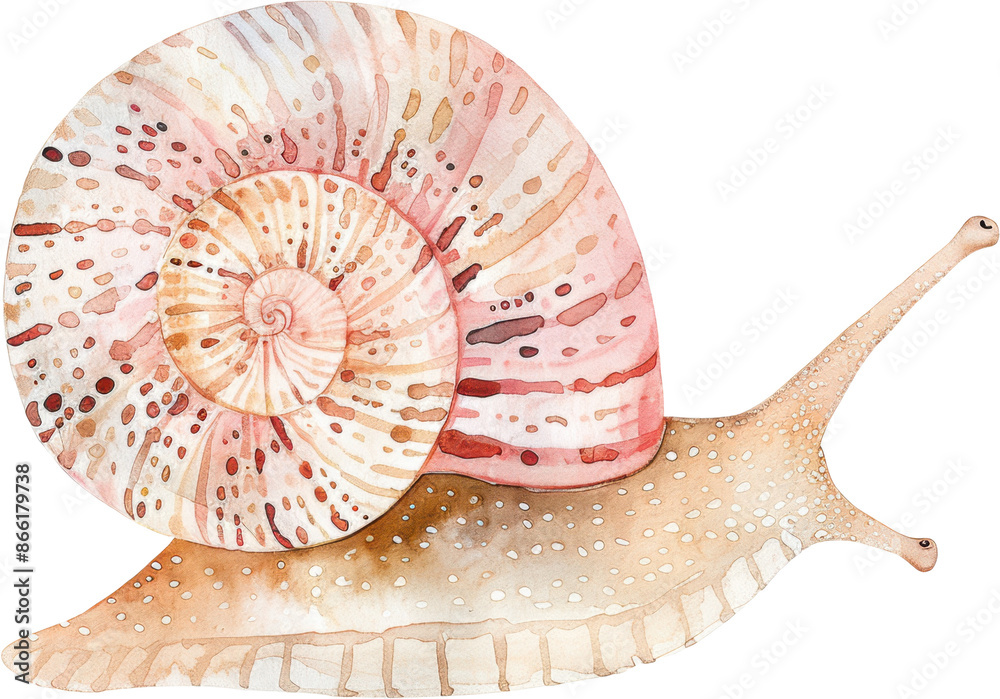 Adorable watercolor illustration of a sea snail clipart for kids ...