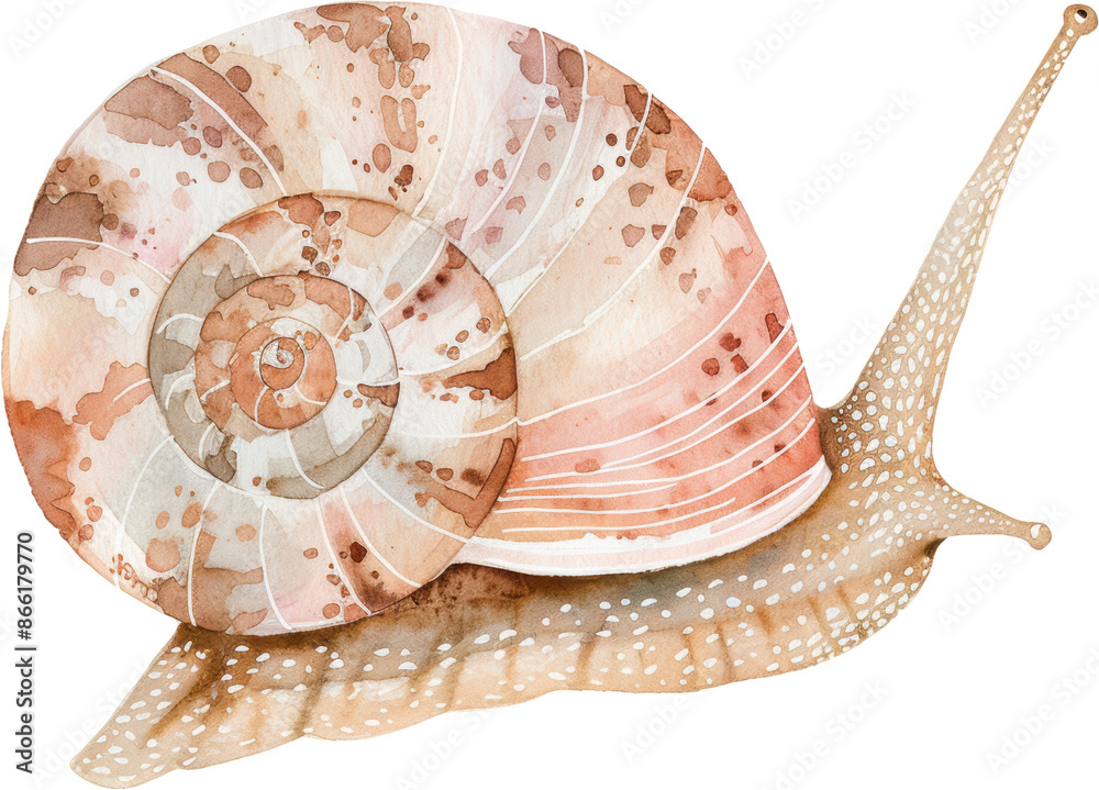 Adorable watercolor illustration of a sea snail clipart for kids ...