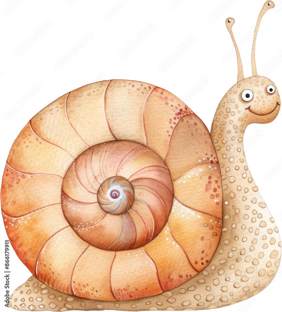 Adorable watercolor illustration of a sea snail clipart for kids ...