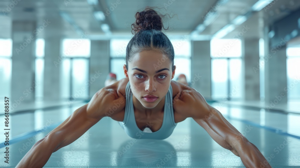 a powerful gymnast performing a floor routine in a hyperrealistic ...