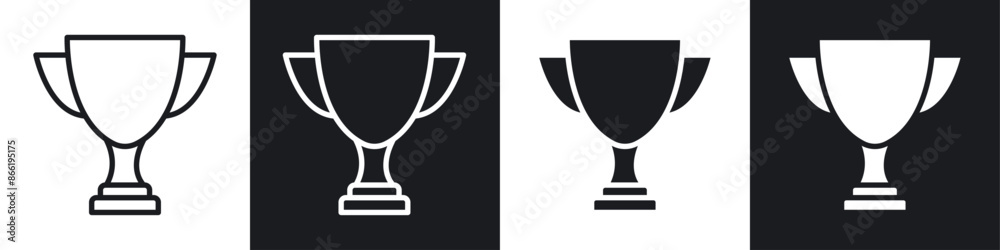 Trophy icon set. sport tournament winner award trophy vector symbol ...