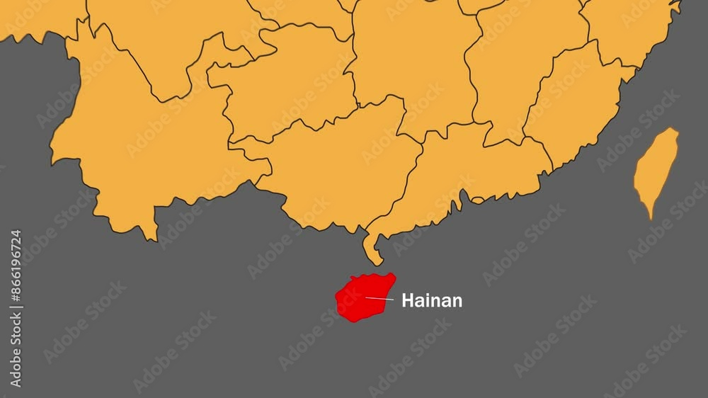 Vidéo Stock Hainan map animated video. Hainan location is highlighted ...