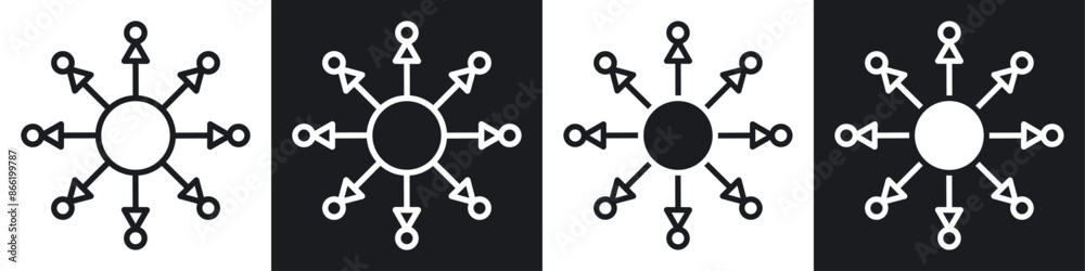 Vetor de Centralized icon set. enterprise data hub vector symbol ...