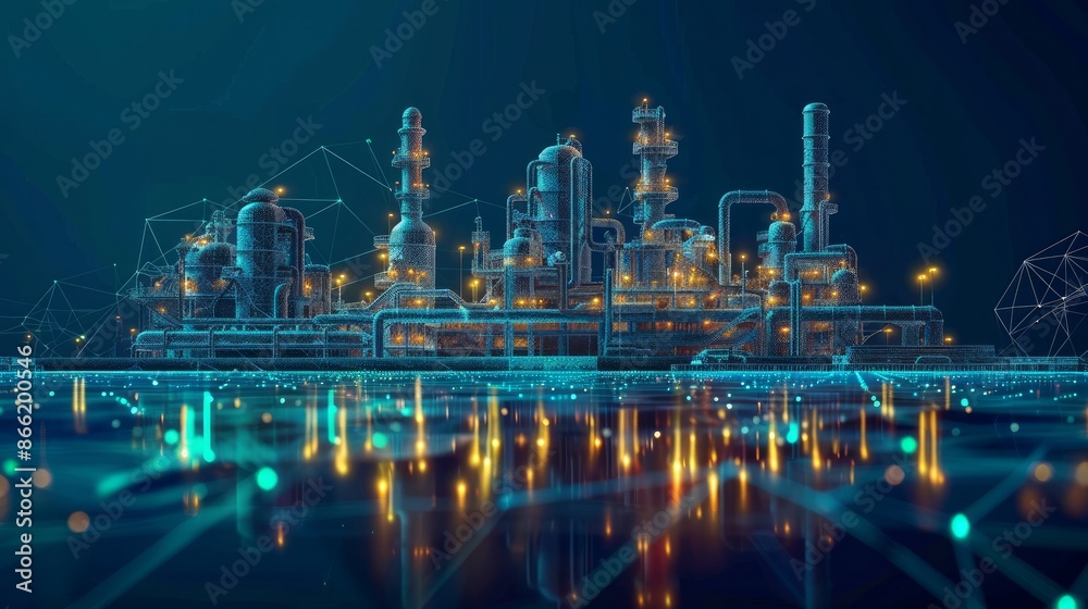 Oil production low poly wireframe banner template. Polygonal naphtha ...