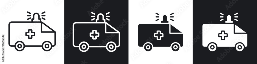 Ambulance icon set. emergency rescue ambulance van vector symbol ...
