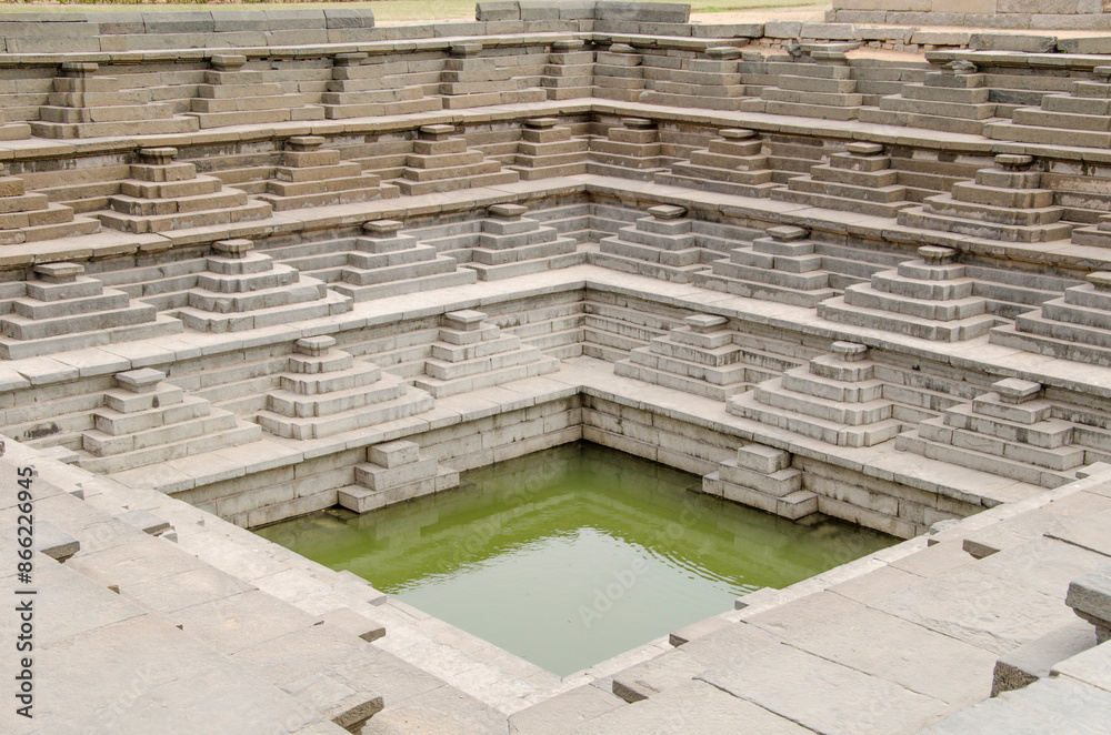 The ancient Stepped square water Tank. A part of the Royal Enclosure at ...