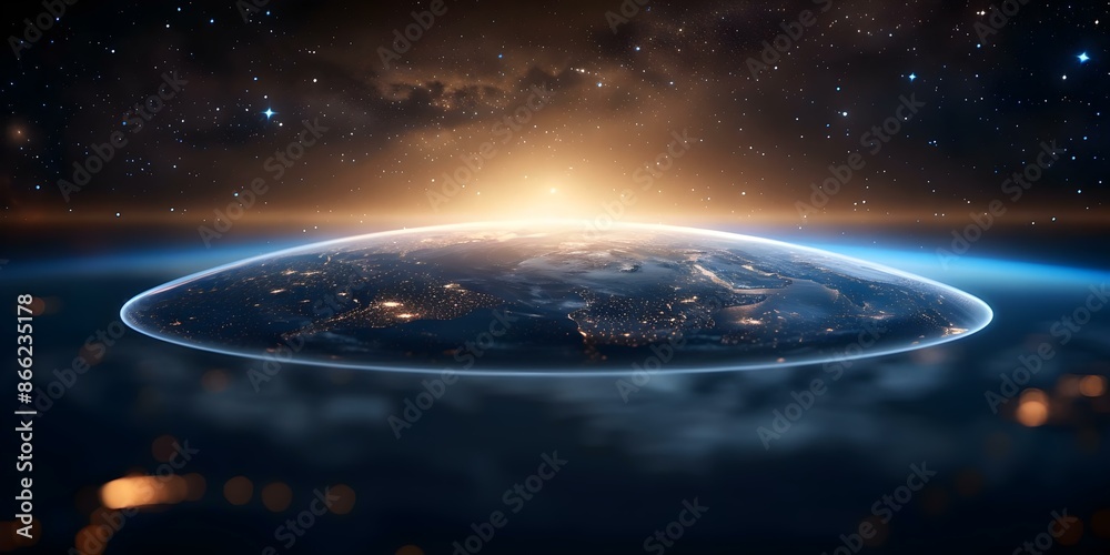 Flat Earth 3D Model with Continent Dome and Floating Stars in Space ...