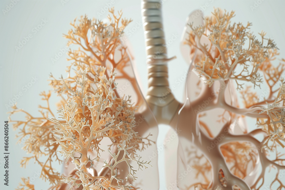 3D rendering of healthy human lungs, showcasing the intricate details ...