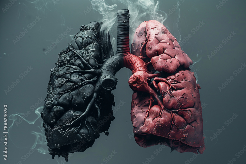 the stark difference between smokers' lungs and non-smokers' lungs. The ...