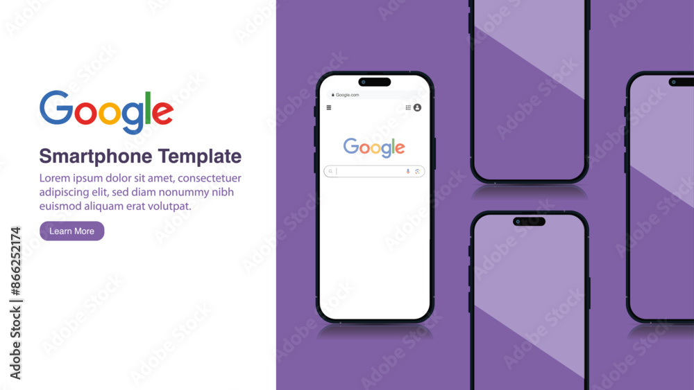 Google Search Bar Template with Smartphone Front View. Google Search ...