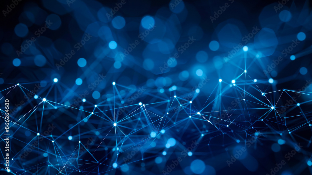 Abstract Network of Blue Nodes and Connections. Abstract representation ...