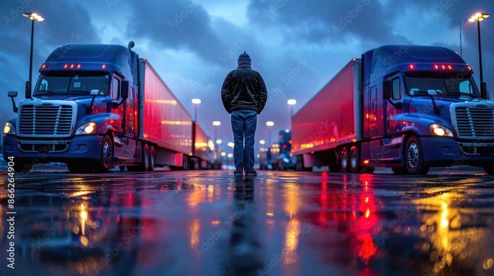 Truck drivers check cars and their cargo. The trade that facilitates ...