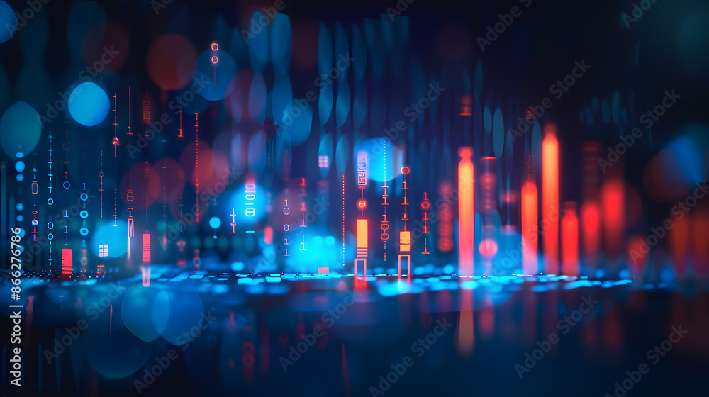 Perspective view of stock market growth, business investing and data ...