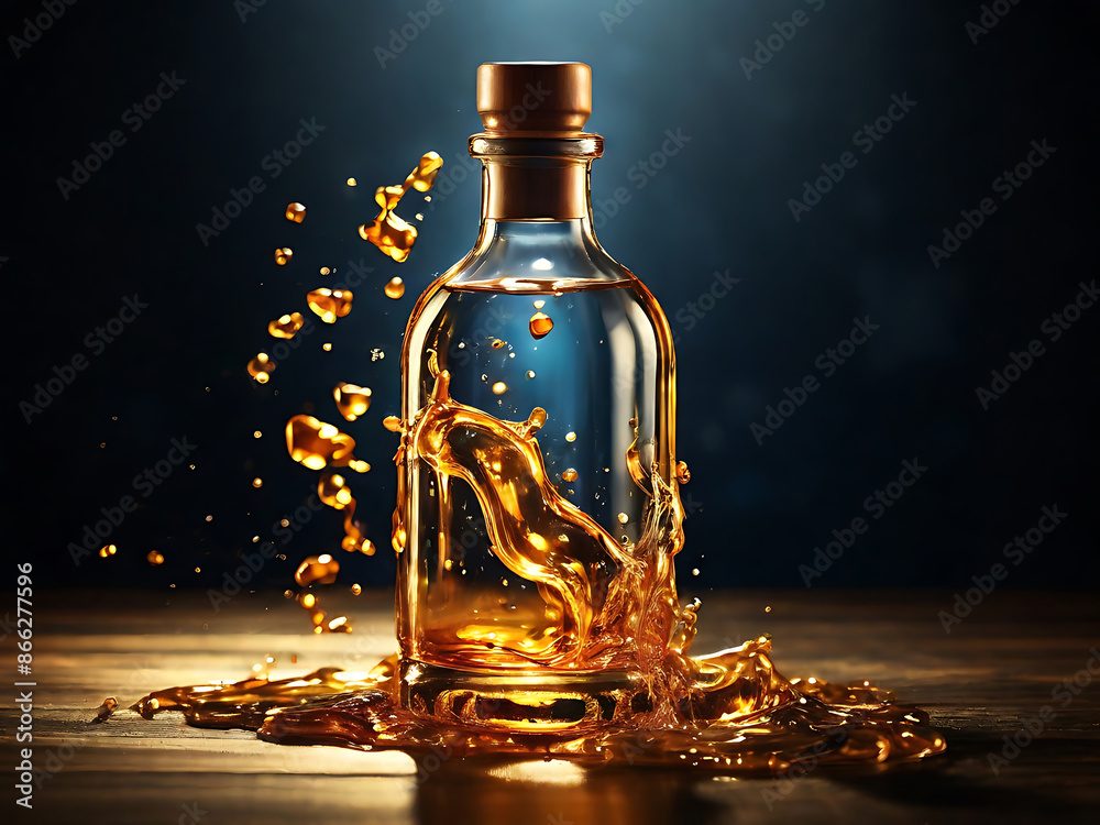 Whiskey bottle has a modern and sleek design with a gold cap. The rich ...