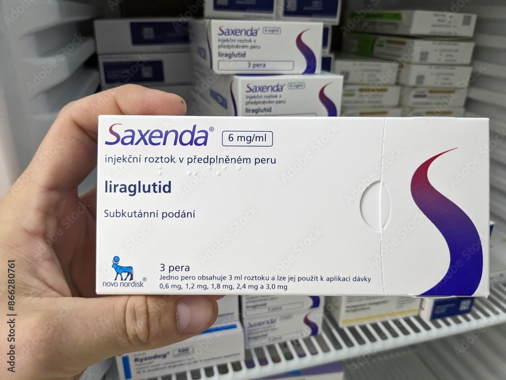Prague,Czech republic-June 28 2024:SAXENDA box of medication with ...