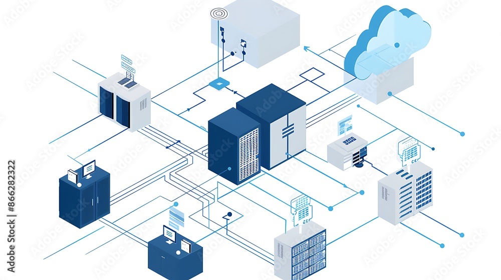 An illustration of a data center concept with seamless integration ...