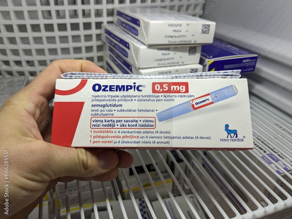 Prague,Czech republic-June 28 2024:OZEMPIC box of medication with Semaglutide active substance ...