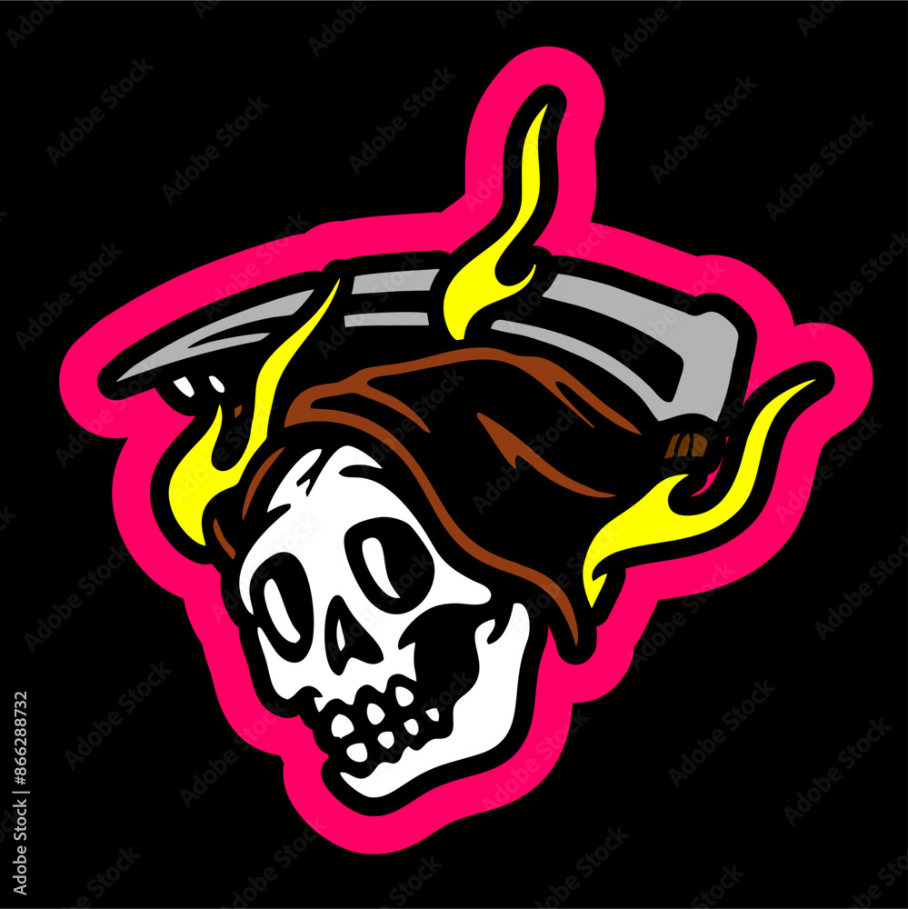 Vetor de vector illustration tracing artwork of a skull grim reaper ...