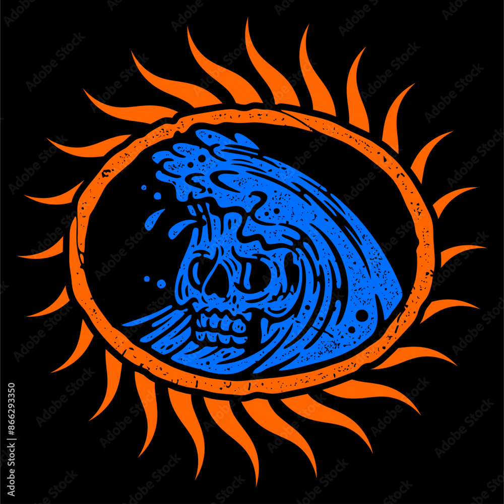 vector illustration tracing artwork of a angry waves of death. Can be ...