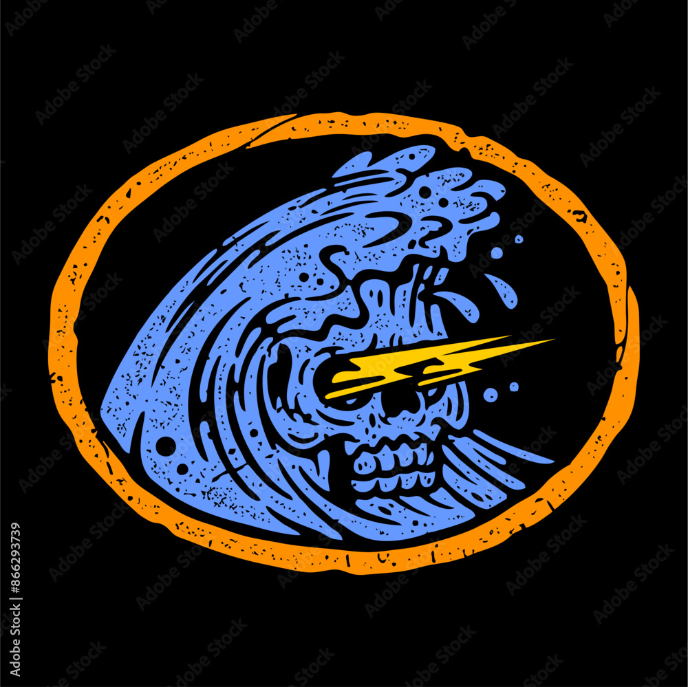 vector illustration tracing artwork of a angry waves of death. Can be ...