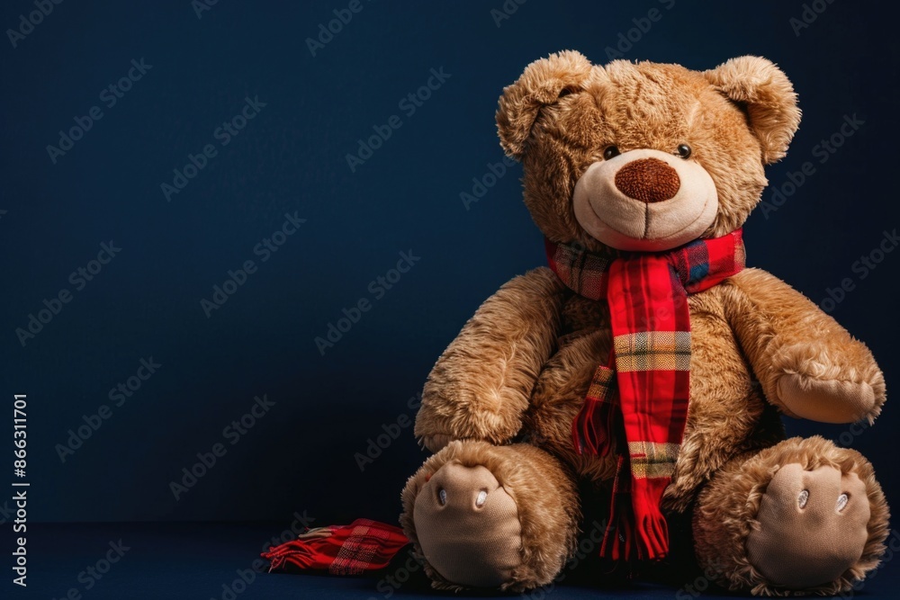 Cute teddy bear, casual dressed, with a big smile in a funny carton ...
