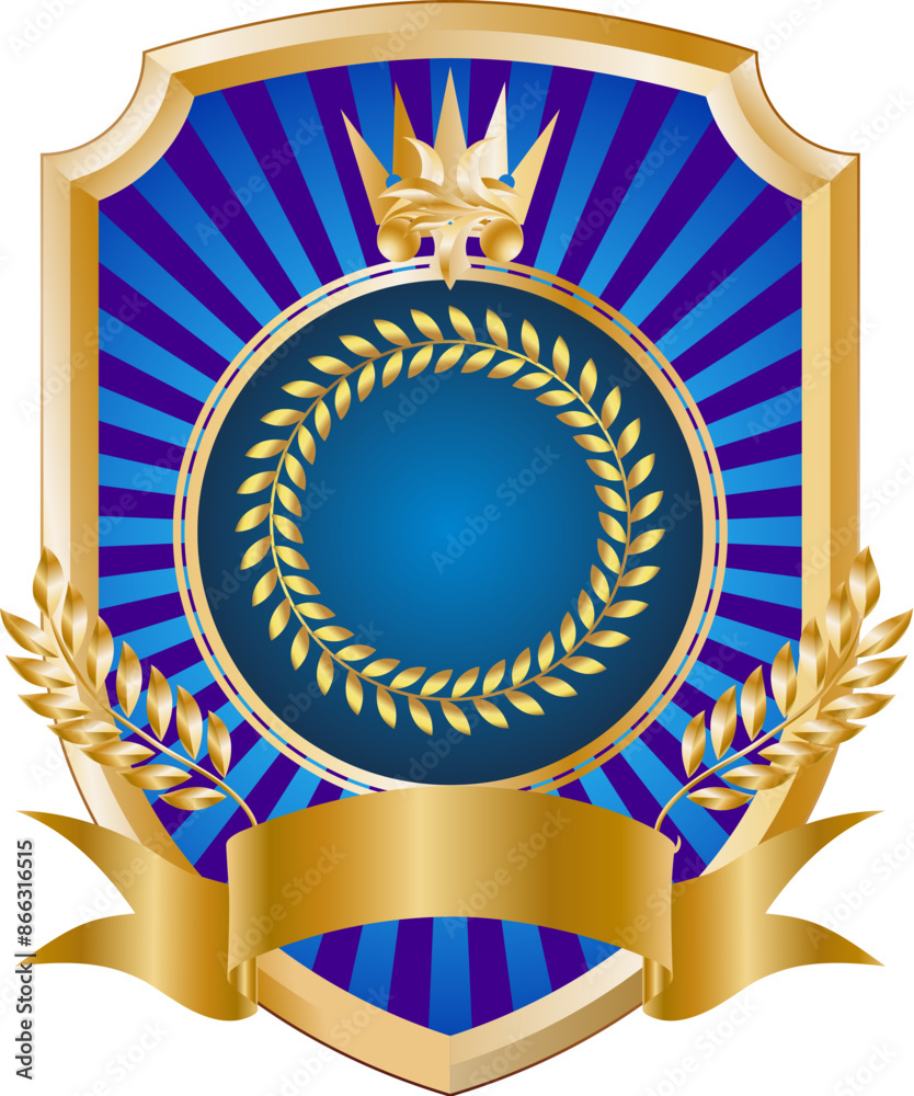 gold, vector, shield, label, crown, ribbon, illustration, badge, emblem ...