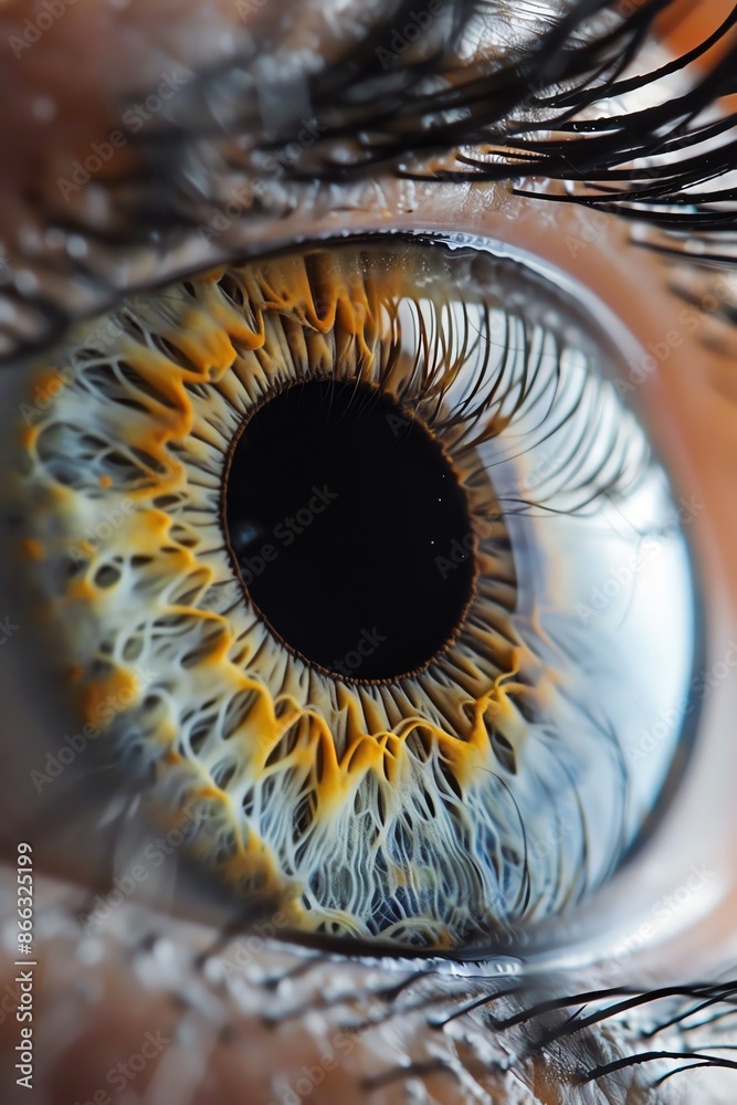 Enhance and upscale this image of an eye to 8K resolution. Make the ...