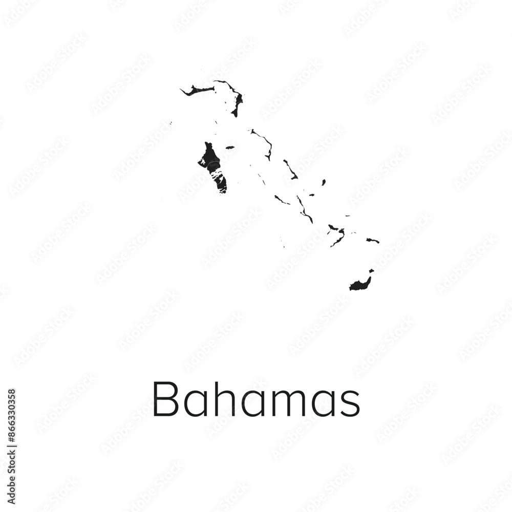 Bahamas Map Vector Illustration - Silhouette, Outline, Bahamas Travel ...