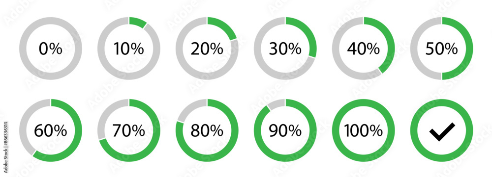 Circle loading and circle progress collection. Set of circle percentage ...