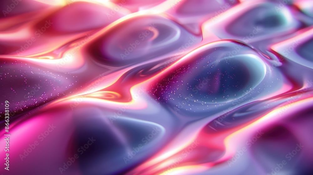 3d render, abstract background, iridescent holographic foil, metallic ...