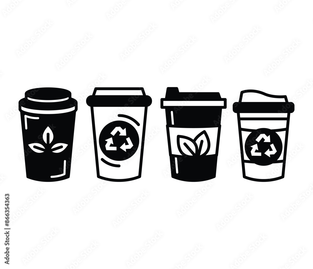 reusable eco cup icons vector design symbol sign simple illustration ...
