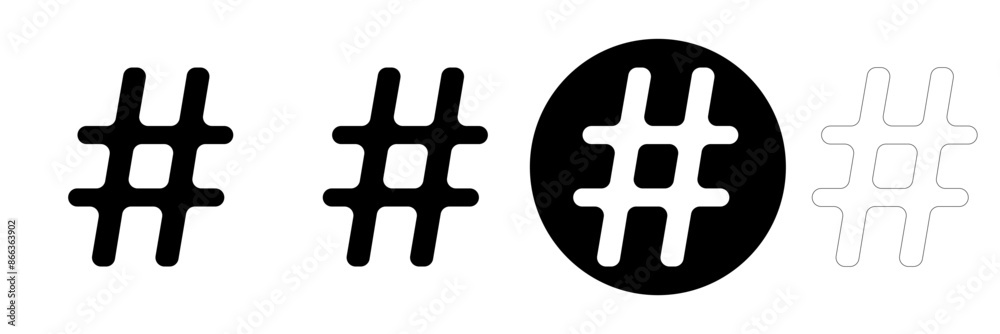 Hand draw hash tags sign kit. Doodle illustration.hashtag icon symbol ...