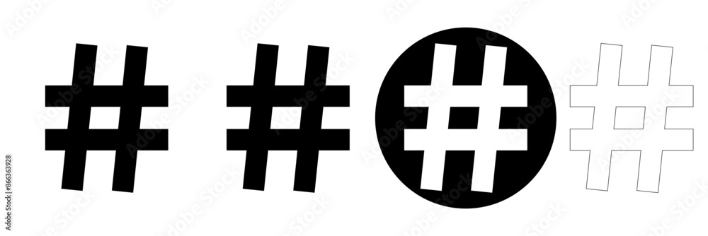 Hand draw hash tags sign kit. Doodle illustration.hashtag icon symbol ...