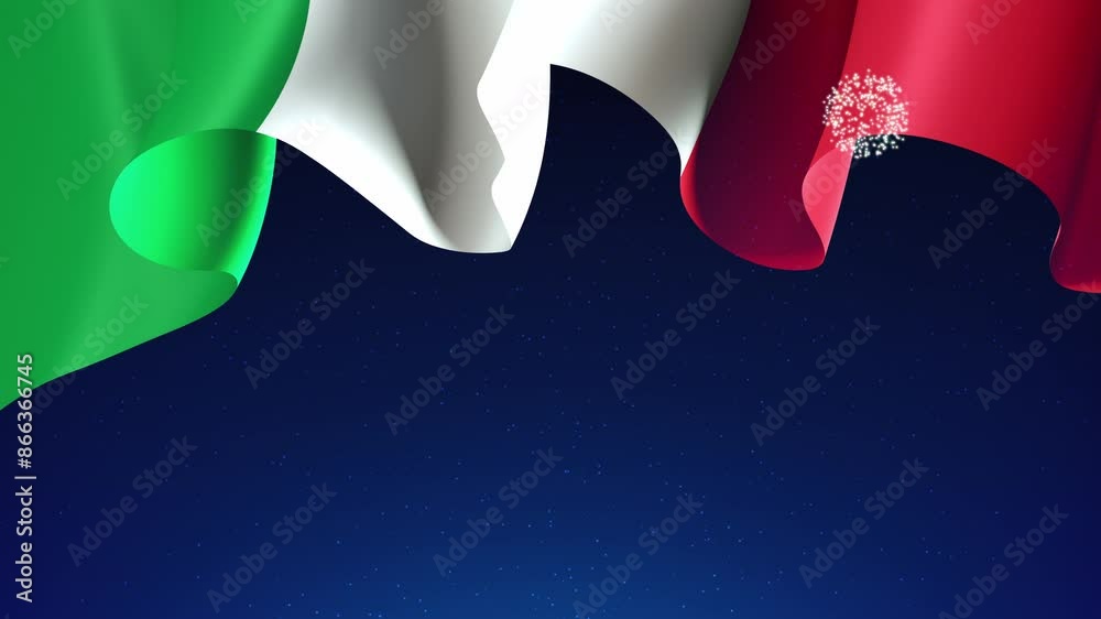 Italy holiday banner template. Fireworks italian flag on night sky ...