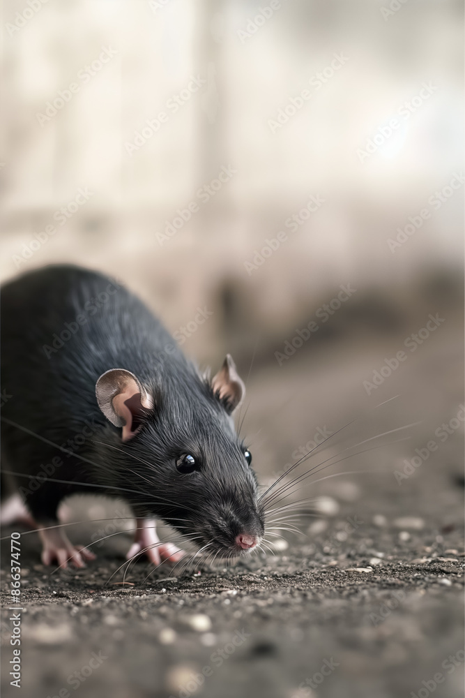 Black rat close-up on blurred urban background, Leptospirosis , Plague ...