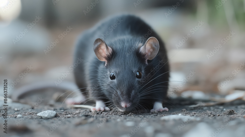 Black rat close-up on blurred nature background, Leptospirosis , Plague ...