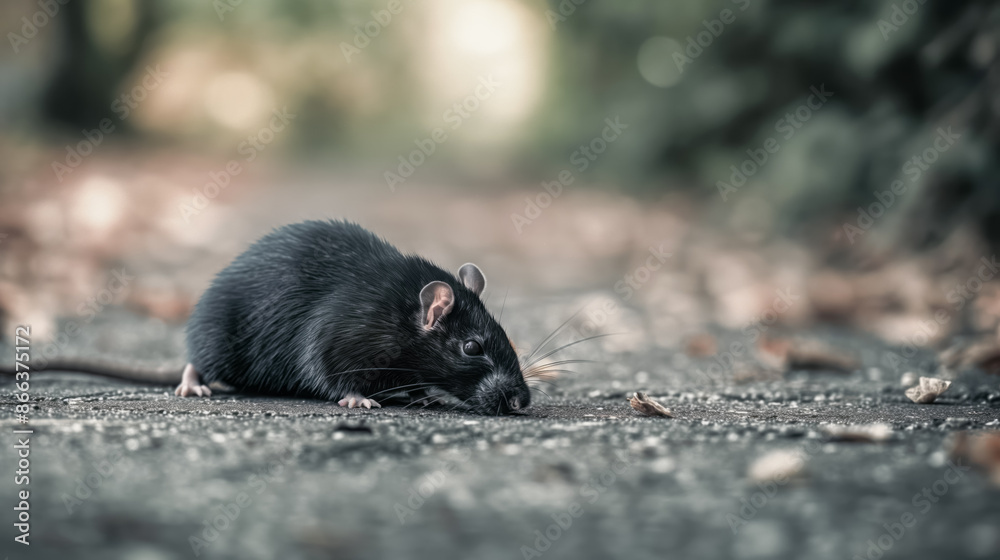 Black rat close-up on blurred nature background, Leptospirosis , Plague ...